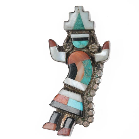 40's-50's Zuni Rainbow Dancer pin - Gem