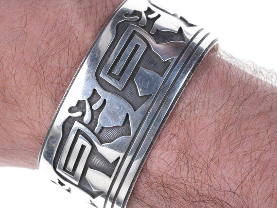 Andrew Saufkie Hopi Overlay Silver cuff bracelet - Gem