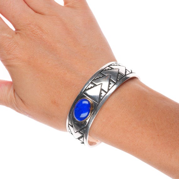 6.75" Mike Begay Navajo sterling silver 14k gold beze… - Gem