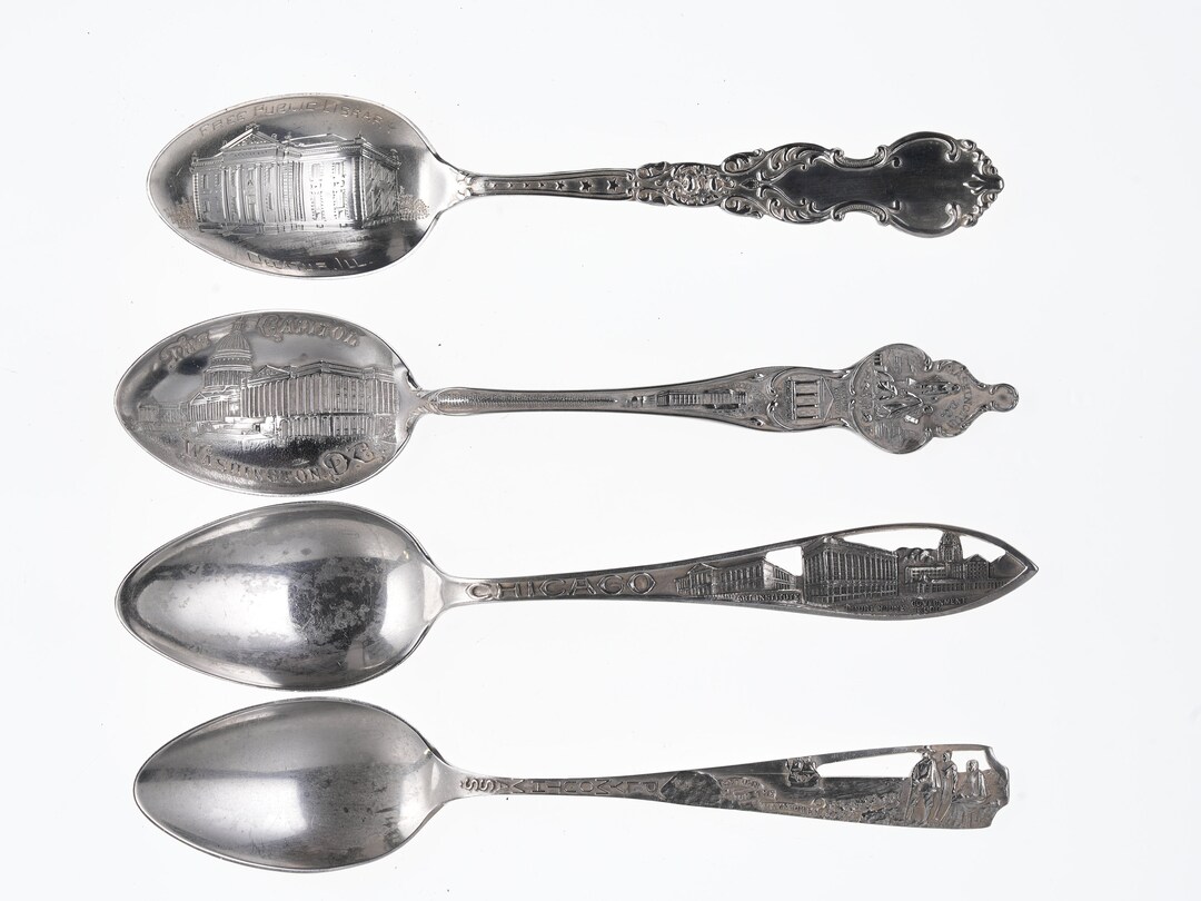 4 Antique Sterling Souvenir Spoons - Etsy