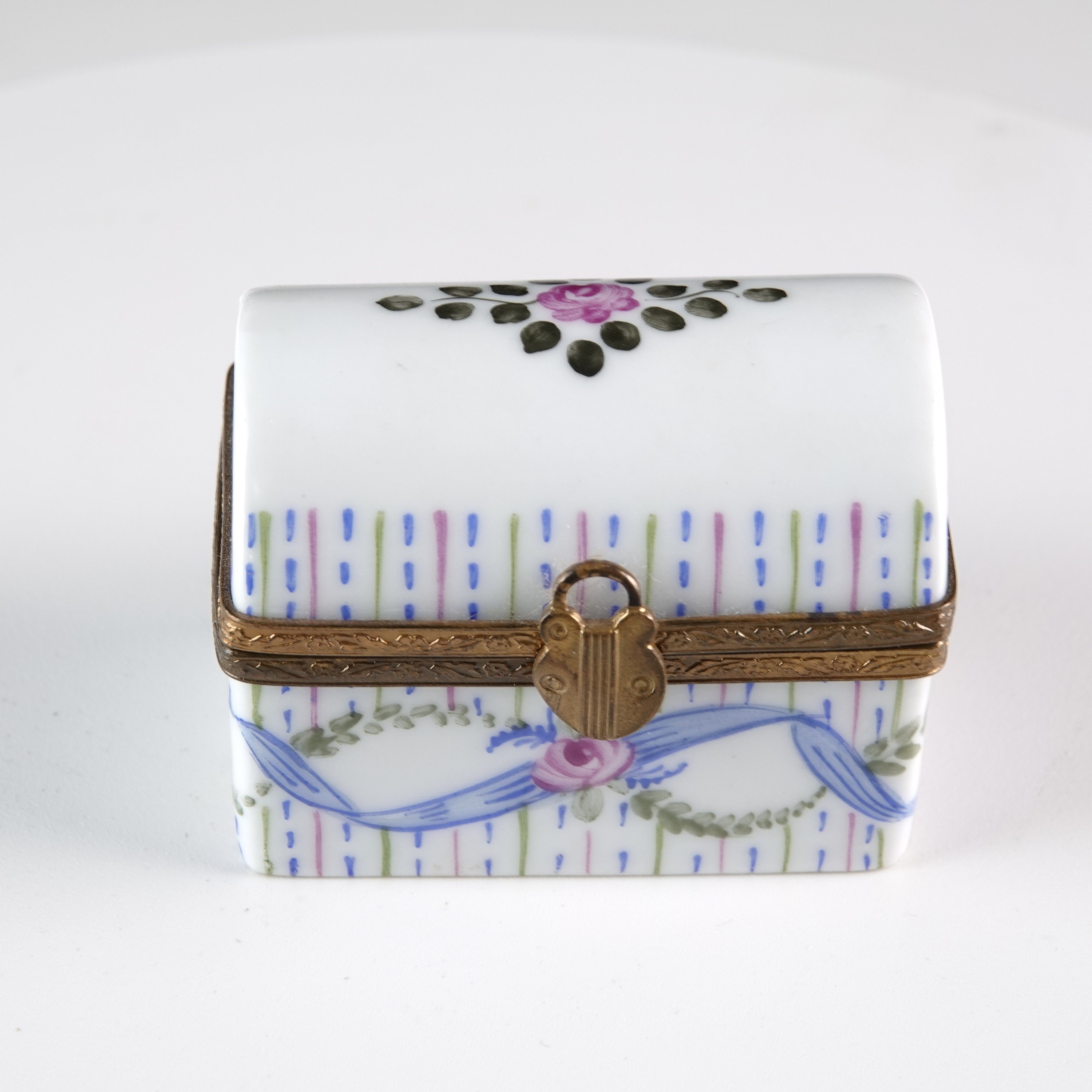 Peint Main Limoges Trinket Box Trunk Shaped Treasure Chest - Etsy