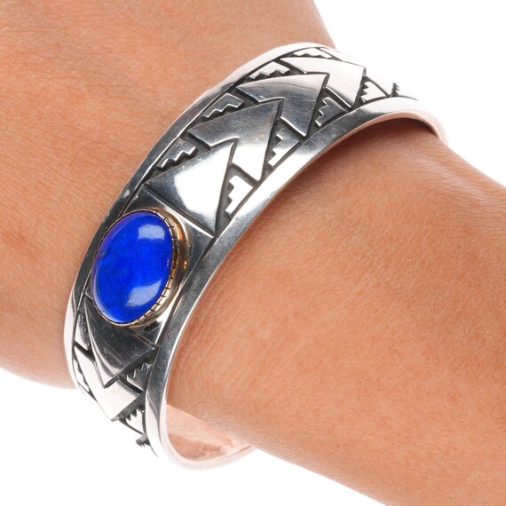 6.75" Mike Begay Navajo sterling silver 14k gold beze… - Gem