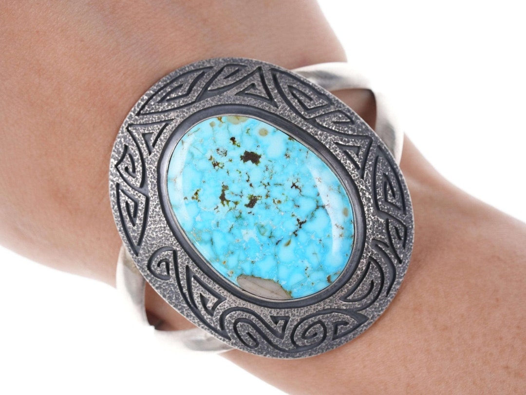 Daniel Benally Navajo Tufa Cast Sterling Turquoise Cuff Bracelet - Etsy