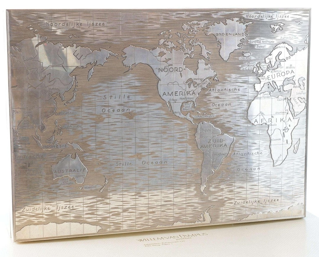 Large Emil Brenk Sterling World Map Cigar Box - Etsy