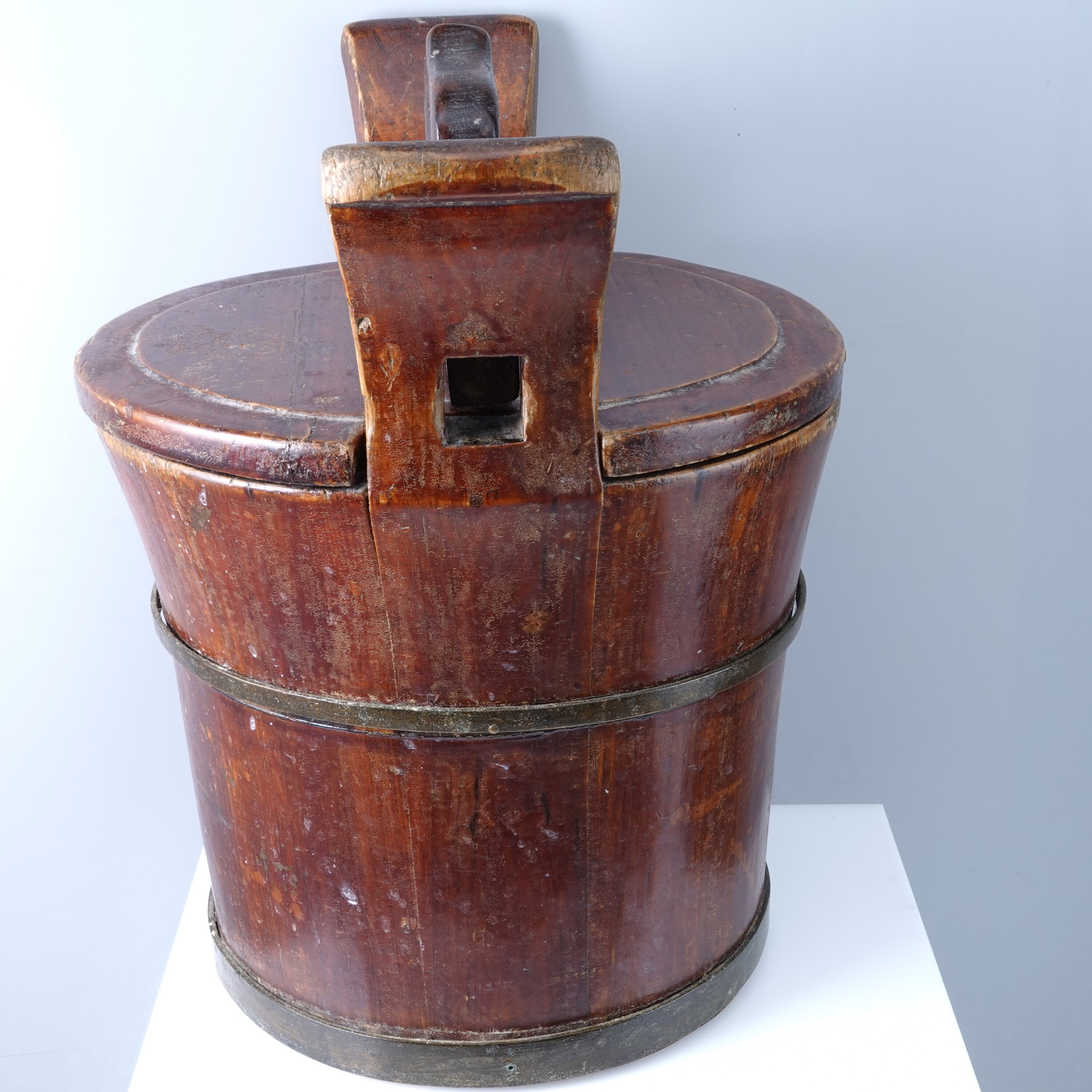 Antique Chinese Wooden Water Bucket With Puzzle Lid - Etsy Israel