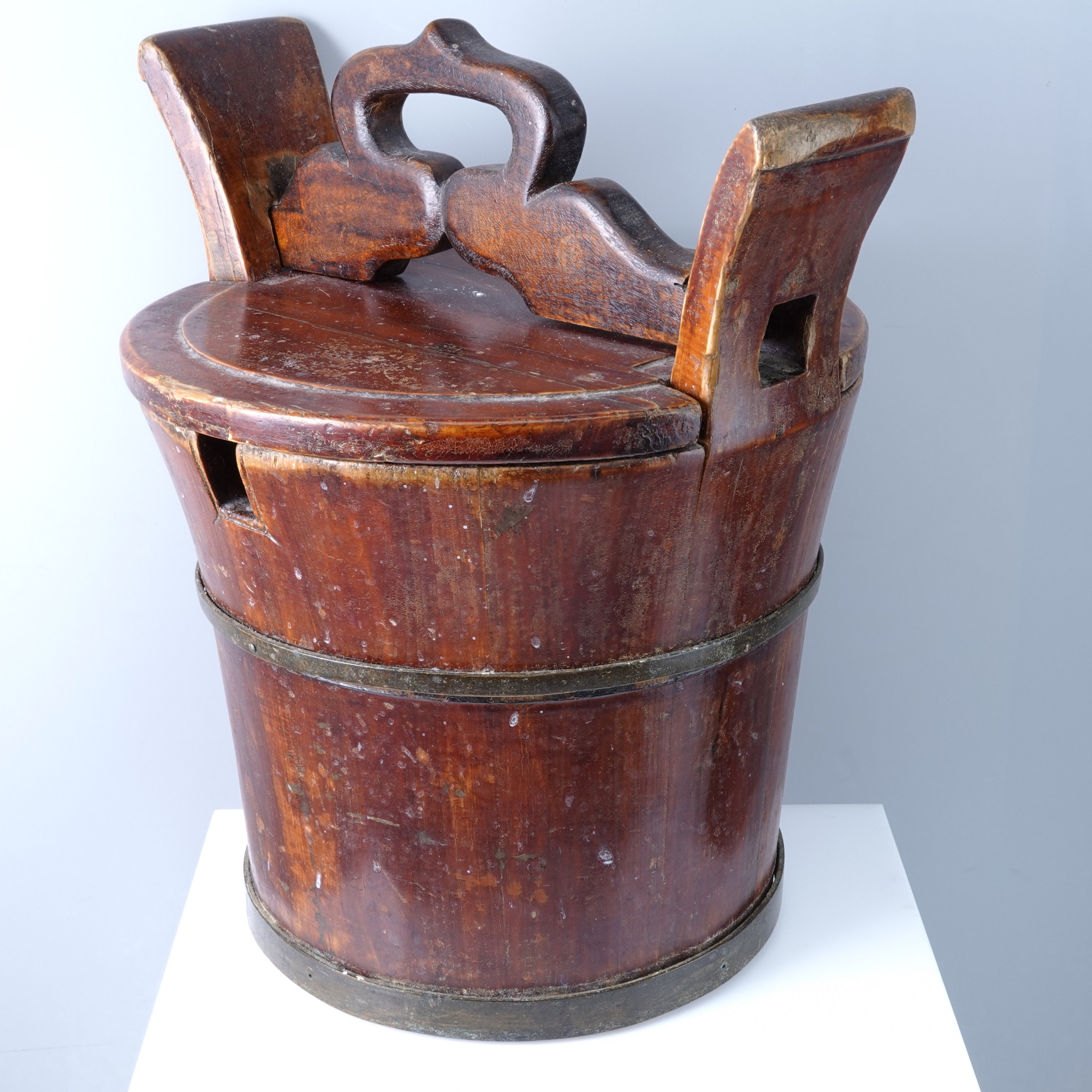 Antique Chinese Wooden Water Bucket With Puzzle Lid - Etsy Israel
