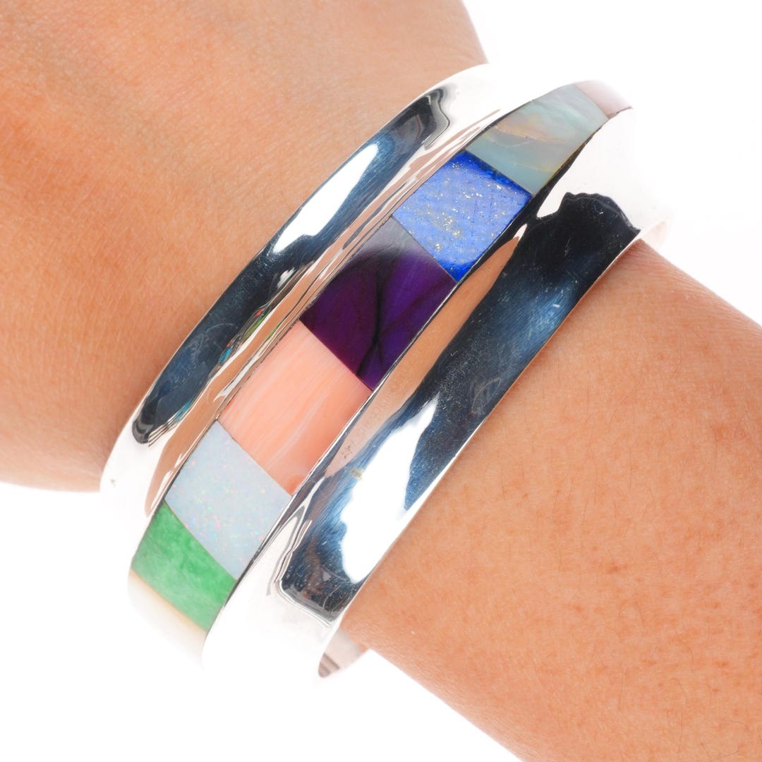 6.5" Frank Carrillo Laguna Sterling Silver Sugilite, Coral, Opal Cuff ...