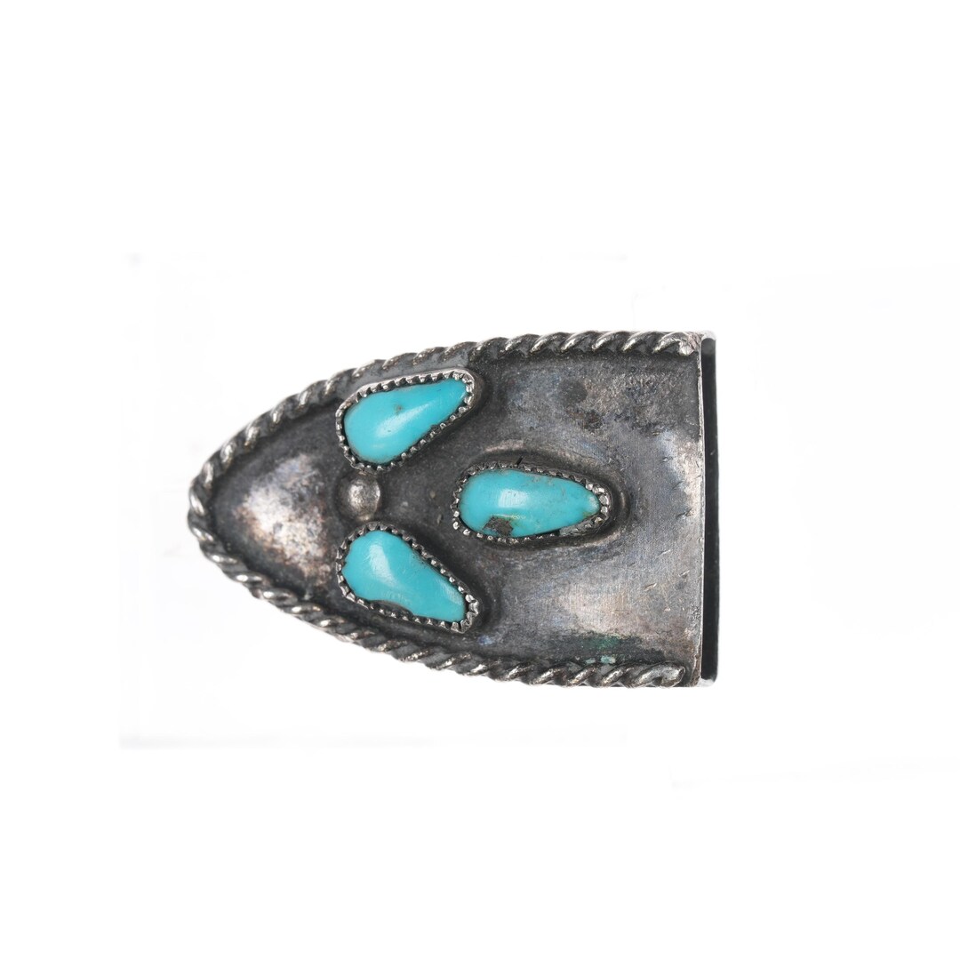 C1940's Native American Silver and Turquoise Ranger Belt Buckle Tip - Etsy