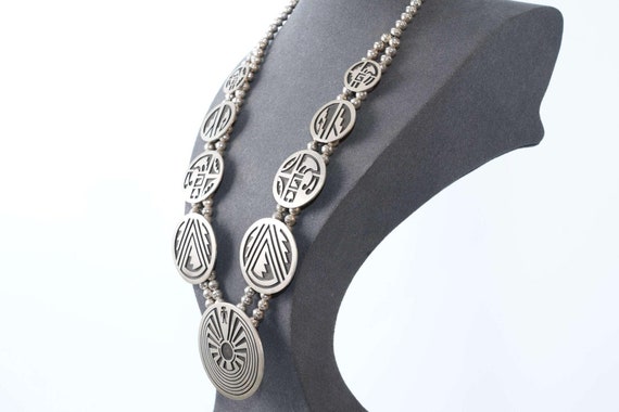 Hopi Overlay Sterling Silver Necklace - Gem