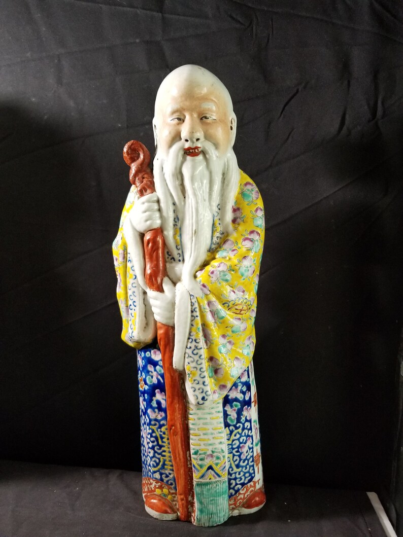 Chinese Famille Rose Fu Lu Shou Figure shou 19th - Etsy