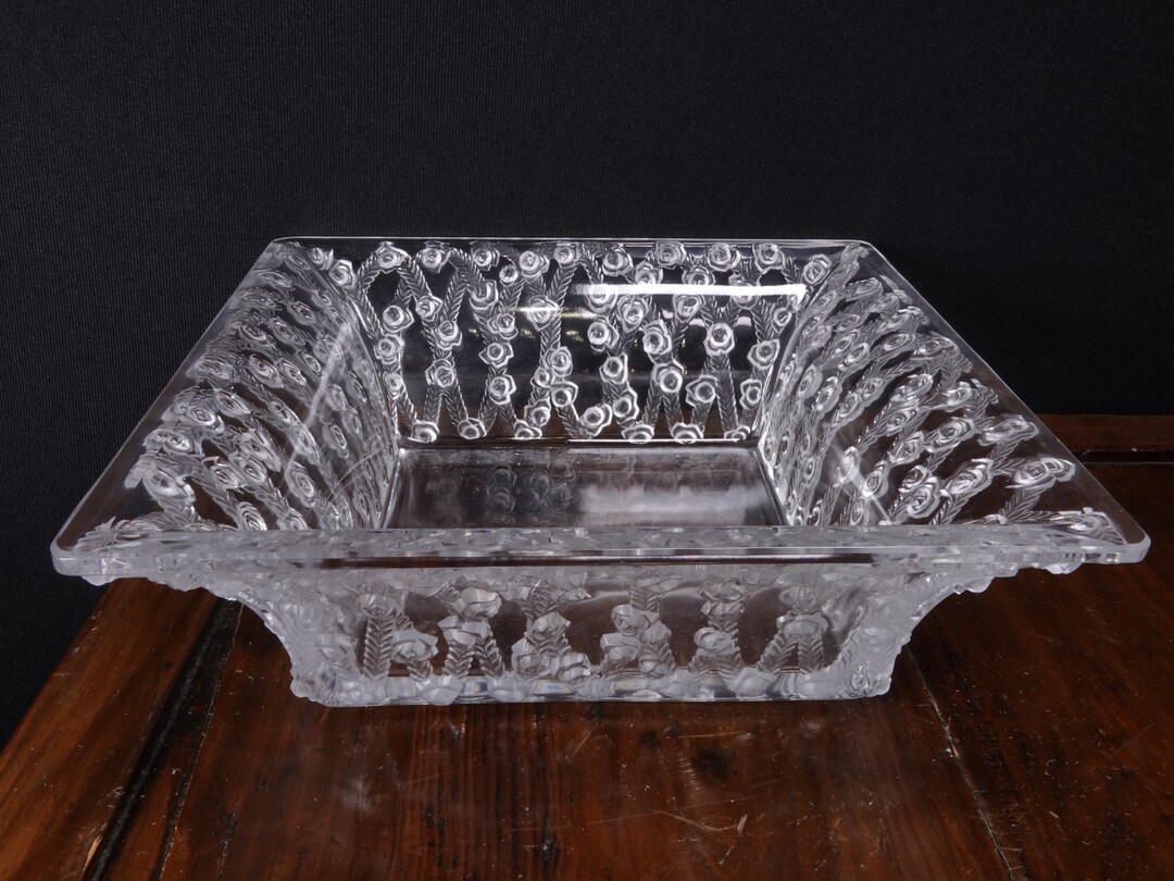 Lalique Roses Large Centerpiece Bowl French Crystal - Etsy