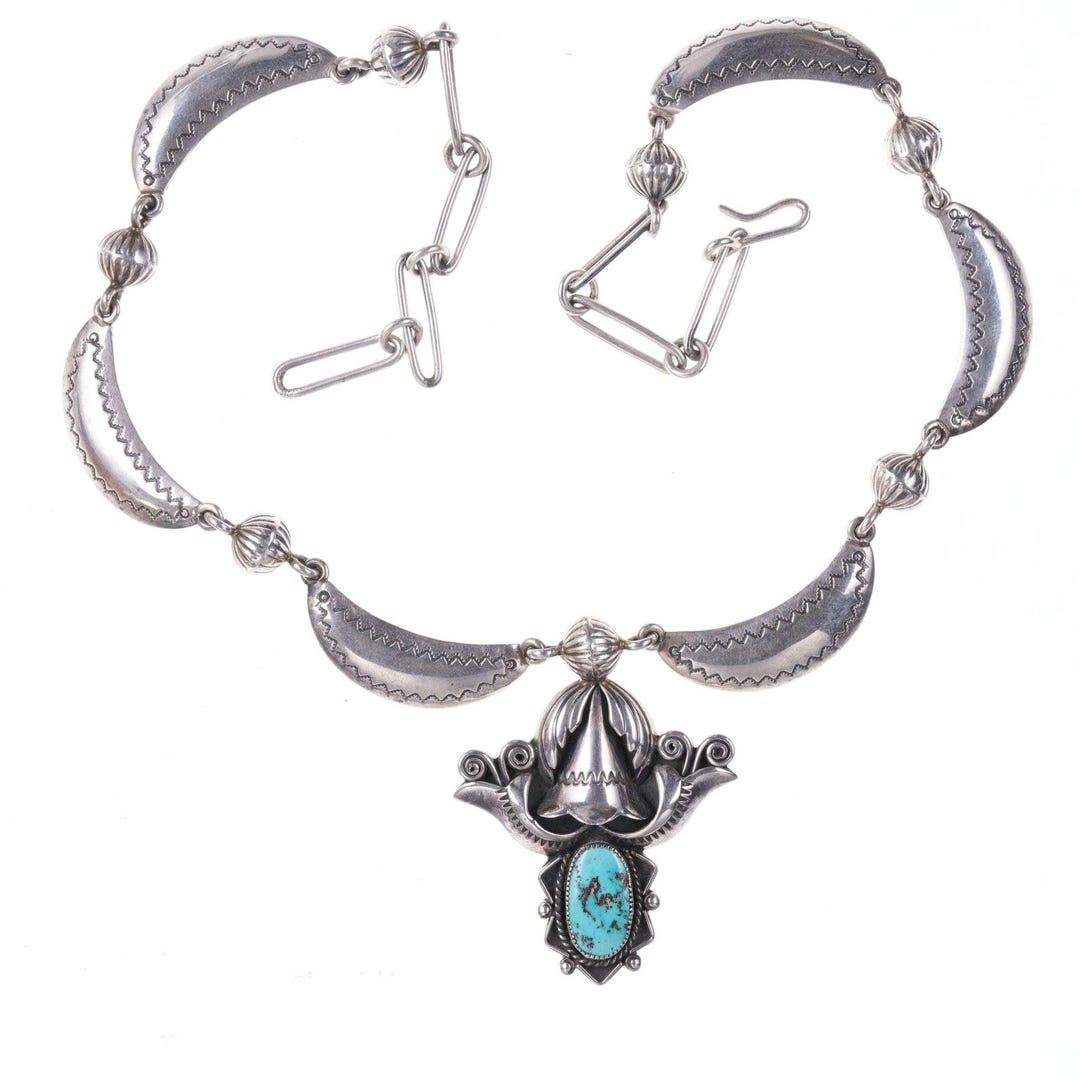 Sadie Calvin Navajo Sterling Turquoise Necklace - Etsy