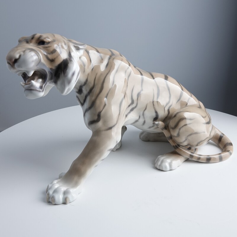 Porcelain Tiger Figurine - Etsy