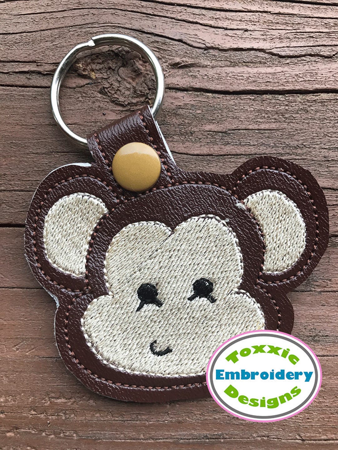 Monkey Snap Tab Design Machine Embroidery, Hooded Towel, Peeker, 4x4 ...