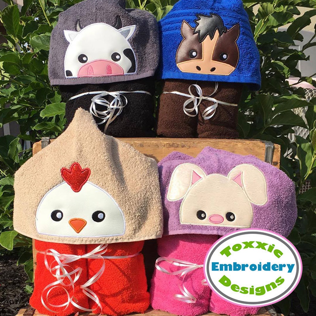 Cute Animal Peeker Set 1 Machine Embroidery, Hooded Towel, Peeker, 4x4 ...
