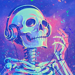 Lo-fi for Skeletons 11x17 Holo Print Holographic Acrylic Painting Art ...