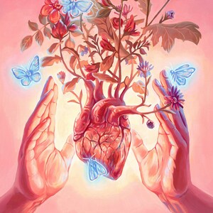Inner Garden 11x17 Print Painting Art Reproduction Heart Flowers ...