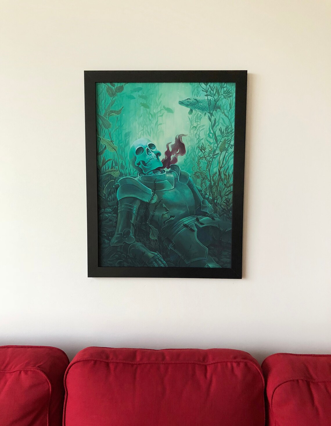 Underwater Knight 18x24 Print - Skull Skeleton Medieval Sunken Armor ...