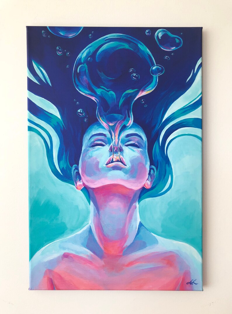 Breathe Canvas Print 16x24 24x36 Bubbles Bubble Breath - Etsy