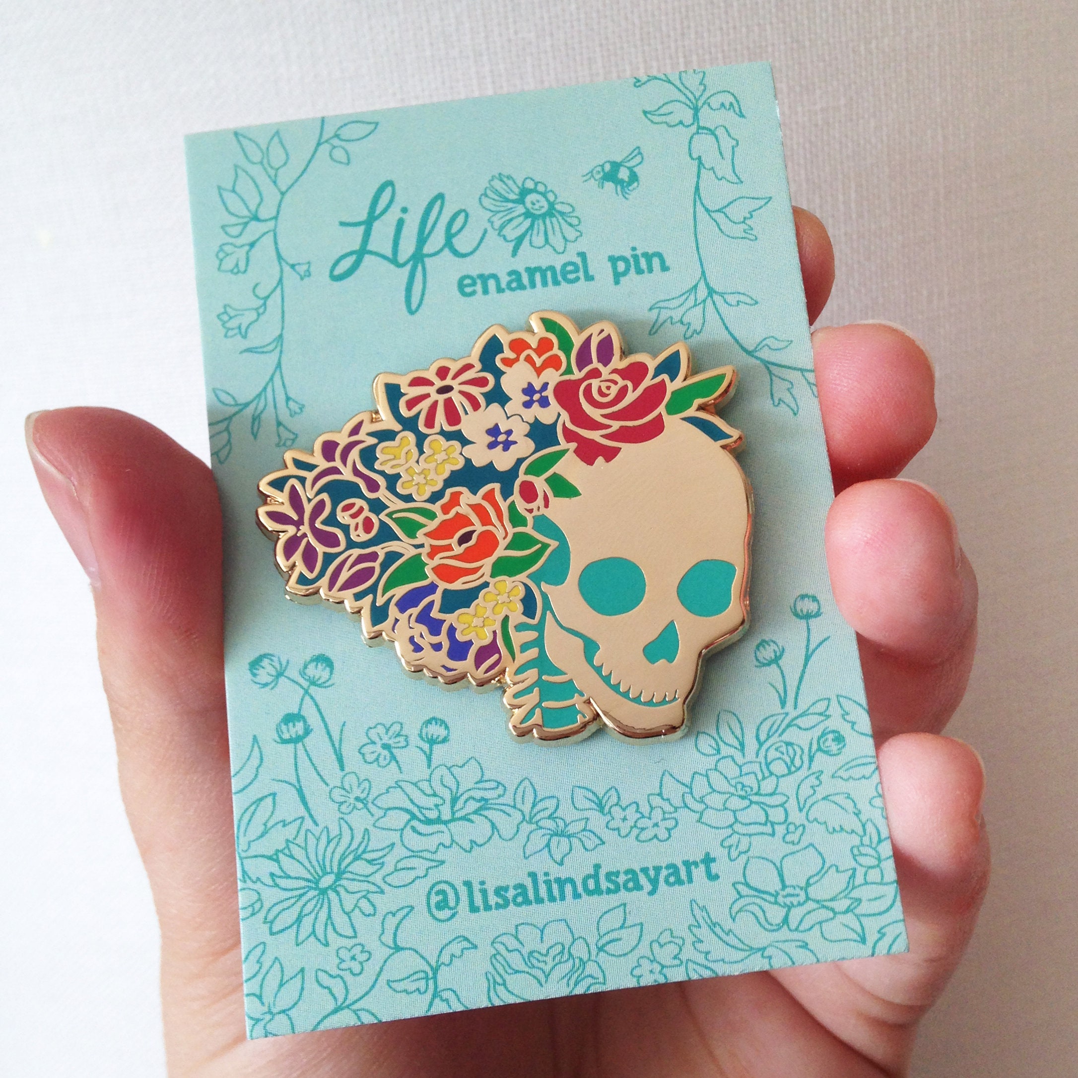 Life Flower Skeleton Hard Enamel Lapel Pin Skull - Etsy