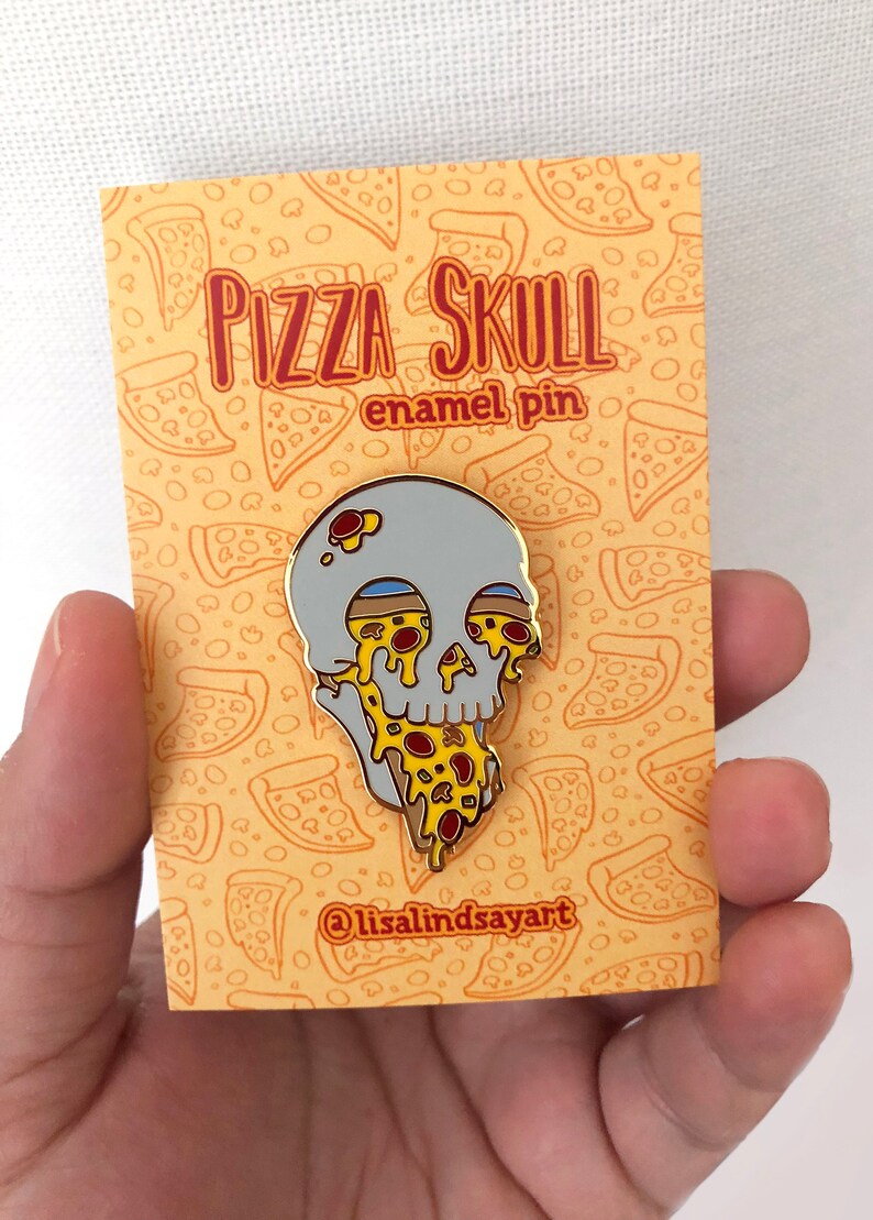 Pizza Skull Hard Enamel Lapel Pin Food Love Foodie - Etsy