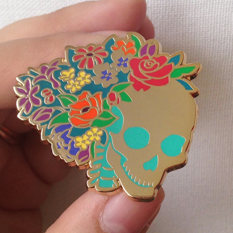 Life Flower Skeleton Hard Enamel Lapel Pin Skull | Etsy