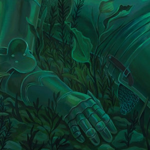 Underwater Knight 11x17 Print Skull Skeleton Medieval Sunken Armor Dnd ...