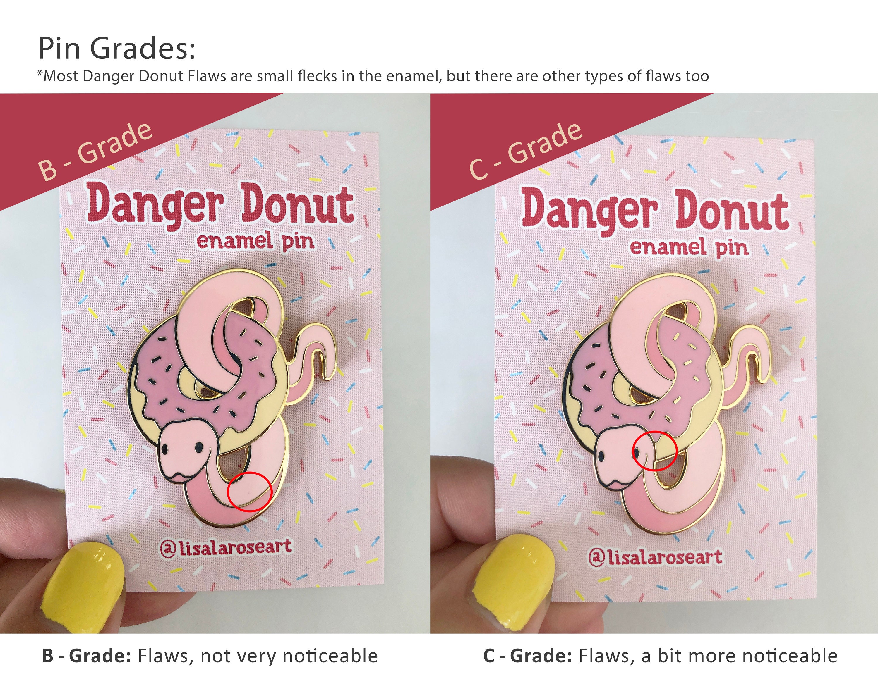 Danger Donut Pink Snake Hard Enamel Pin - Etsy