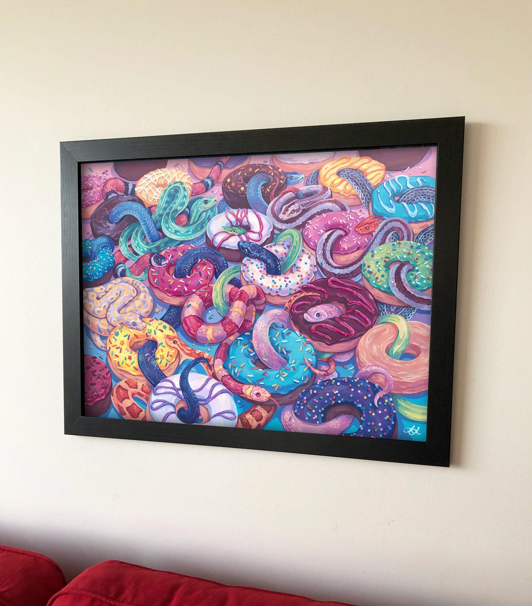 Snakery Bakery 24x18 Print - Snakes and Donuts Wall Art Reproduction ...