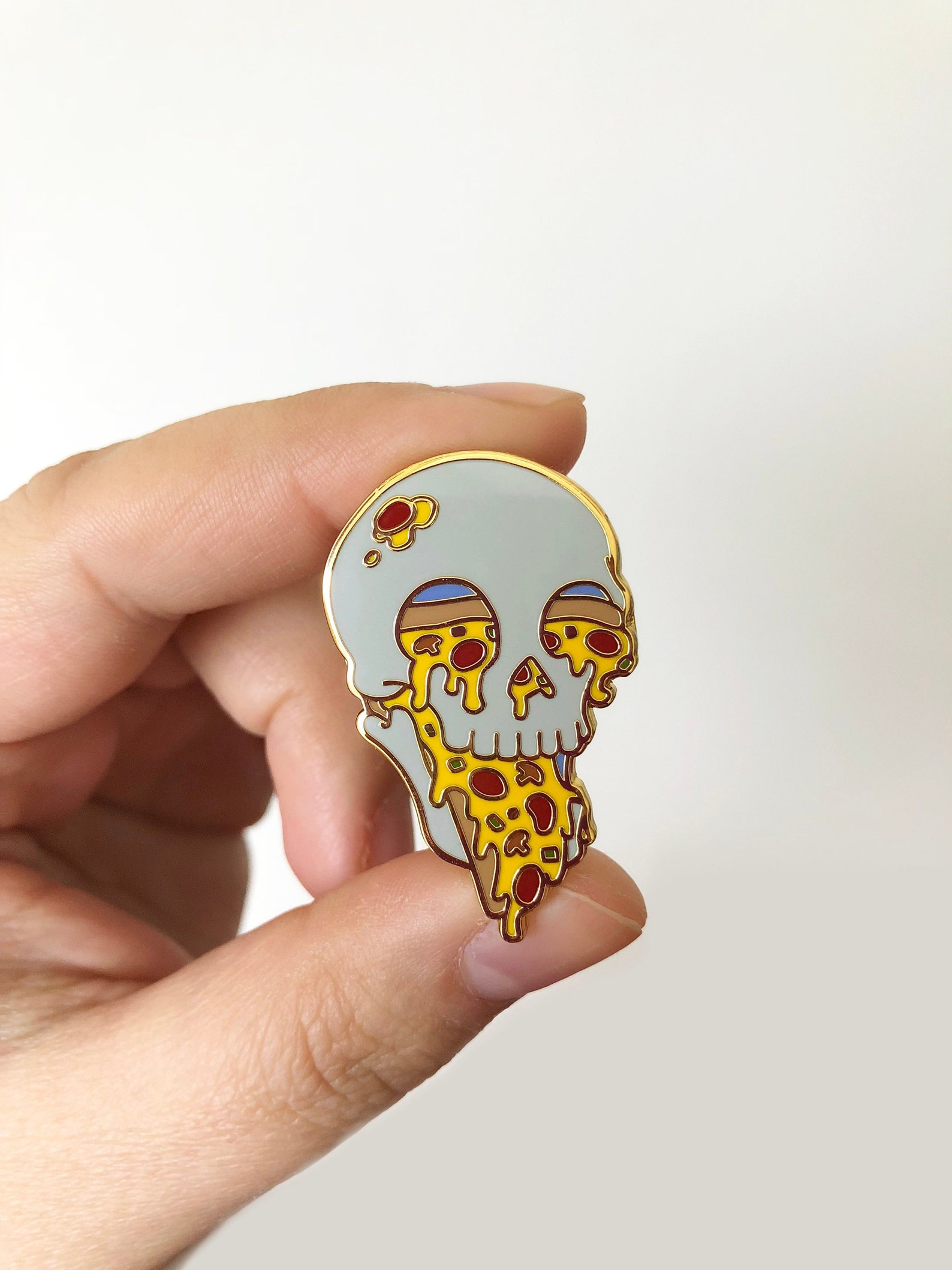 Pizza Skull Hard Enamel Lapel Pin Food Love Foodie - Etsy
