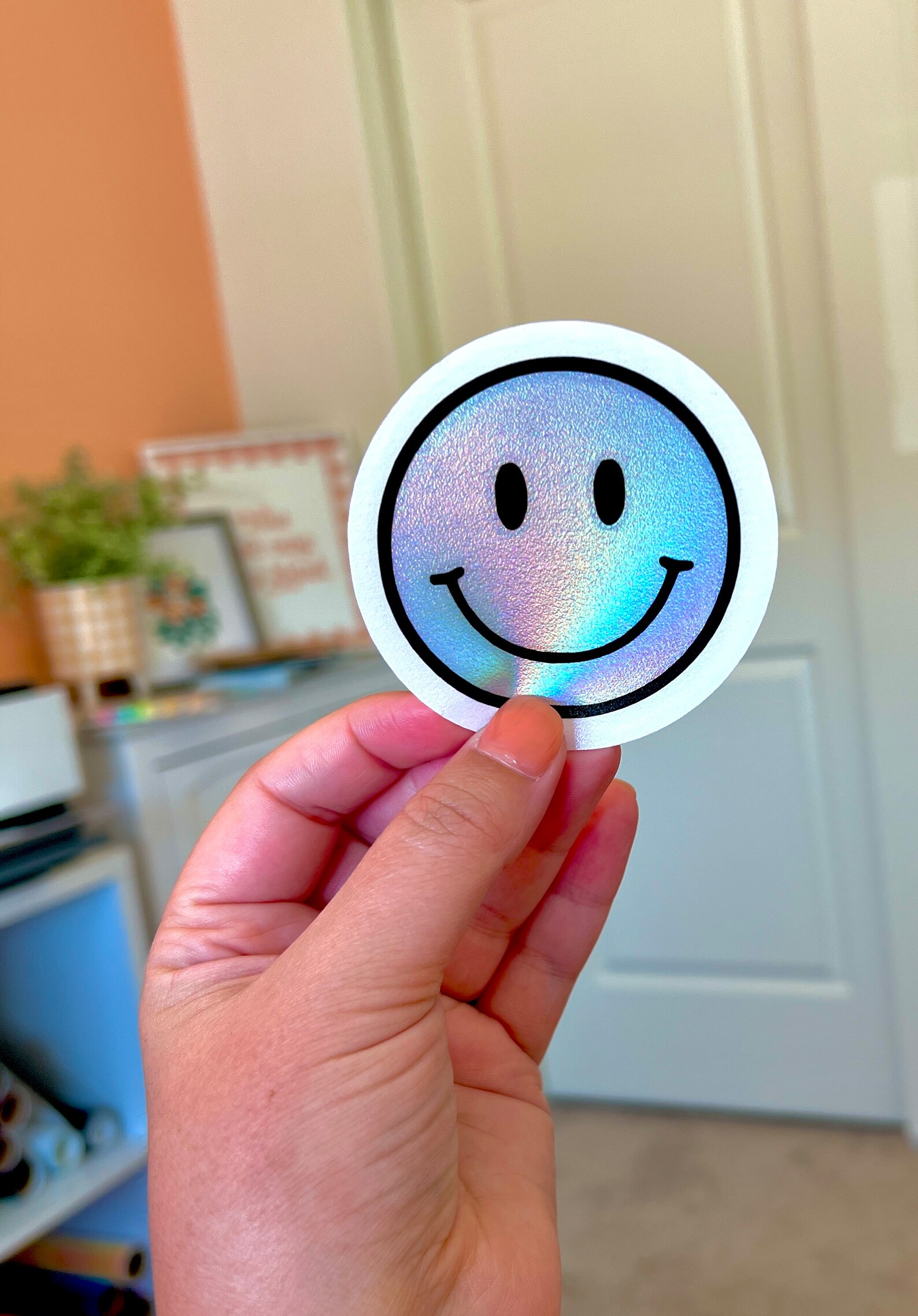2.5 Holographic Smiley Face Decal // Trendy Happy Face - Etsy