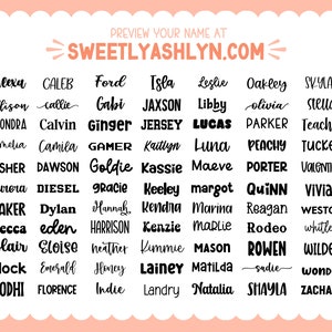 PARKER Font Custom Name Vinyl Decal // Vinyl Stickers for Water Bottle ...