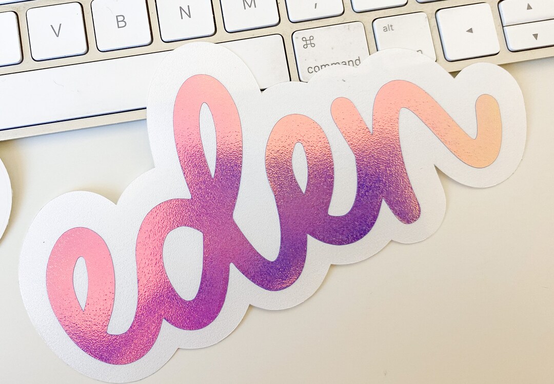 Eden Font // Custom Vinyl Name Decal // Vinyl Stickers // Holographic ...