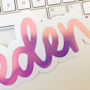 Eden Font // Custom Vinyl Name Decal // Vinyl Stickers // Holographic ...