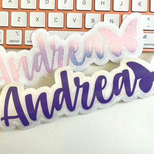 GABI Font // Custom Name Vinyl Decal // Holographic Name Sticker ...