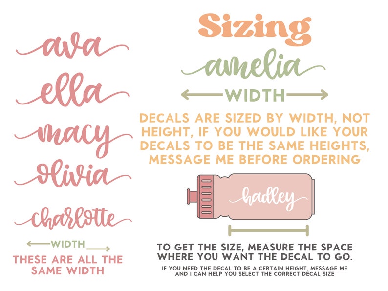 Callie Font // Custom Vinyl Name Decal // Vinyl Stickers // - Etsy