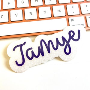LESLIE Font // Custom Vinyl Name Decal // Vinyl Stickers // Holographic ...