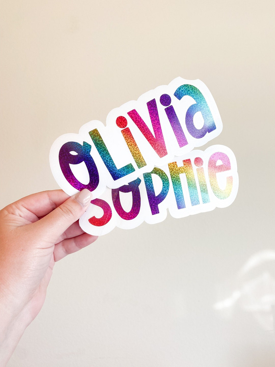 Vivian Font // Custom Vinyl Name Decal // Vinyl Stickers // Holographic ...