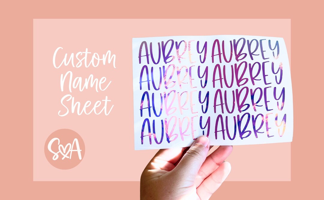 5"x7" Name Sheet Decal Set // Custom Name Decal // Vinyl Name Stickers ...