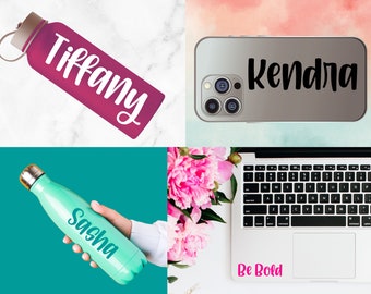 Kimmie Font // Custom Vinyl Name Decal // Vinyl Stickers // Holographic ...