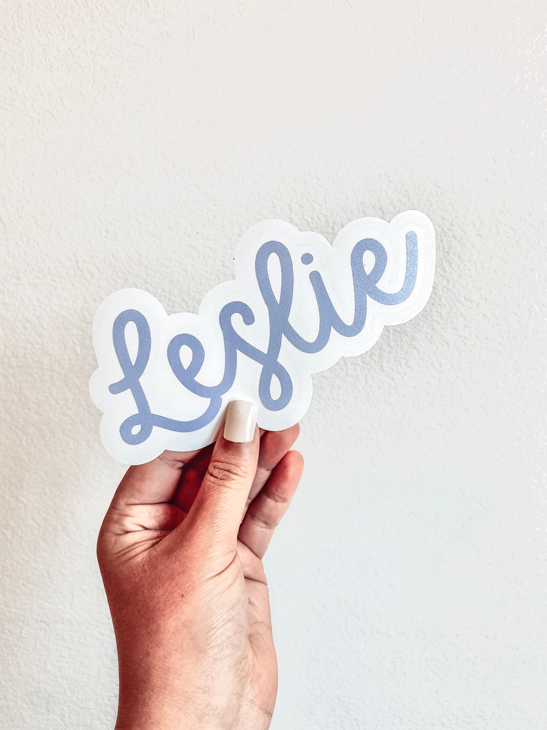 LESLIE Font // Custom Vinyl Name Decal // Vinyl Stickers // Holographic ...