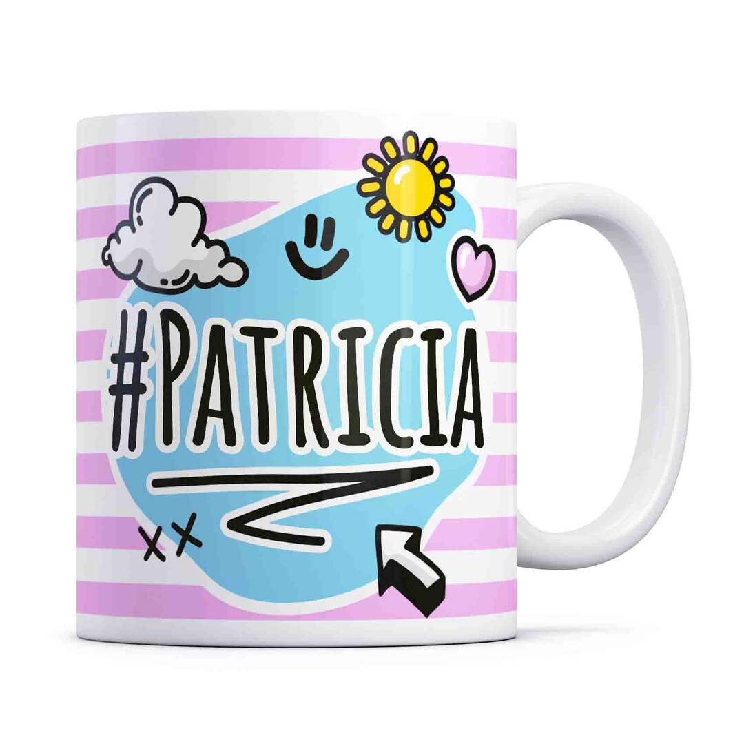 Patricia Mug, Cheerful Pink and Blue Personalised Mug - Etsy