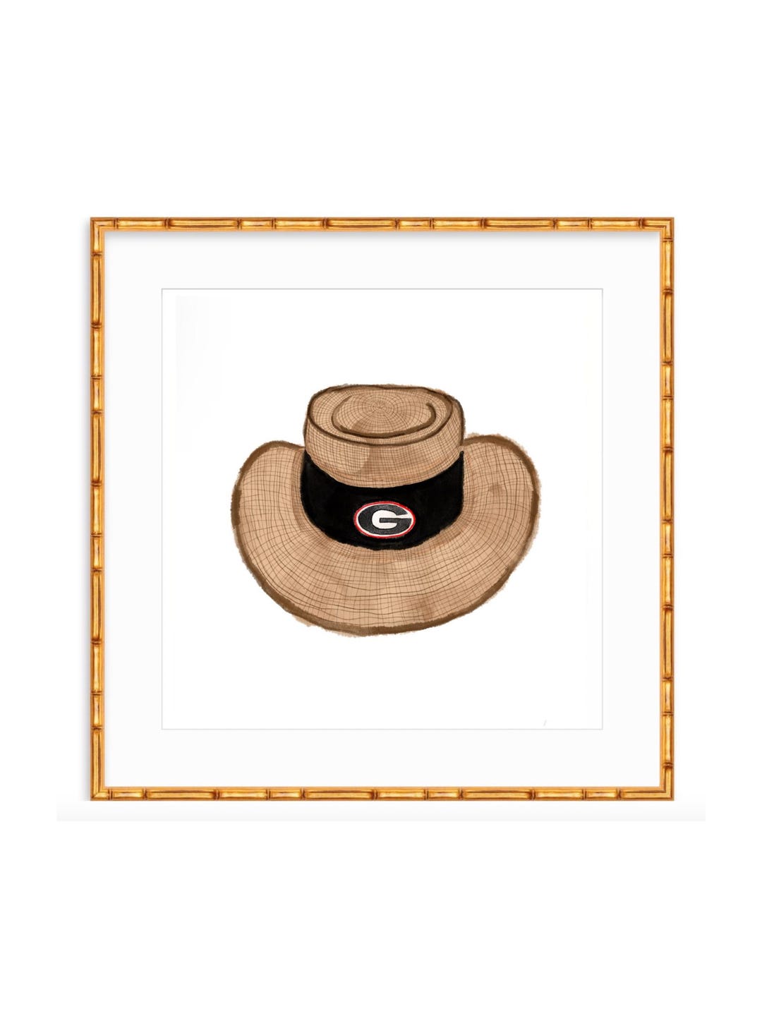 University of Georgia Straw Hat Print - Etsy