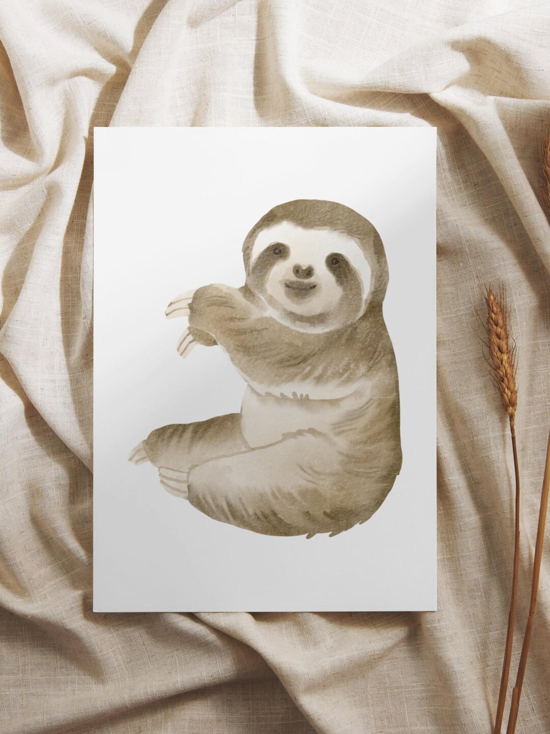 Watercolor Baby Sloth Digital Art Print - Etsy