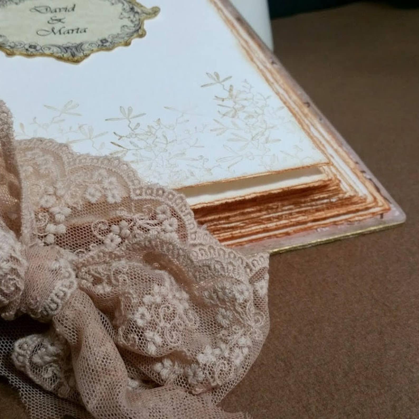 Blush Pink Gold Wedding Guest Book Rose Quartz Wedding Memory | Etsy