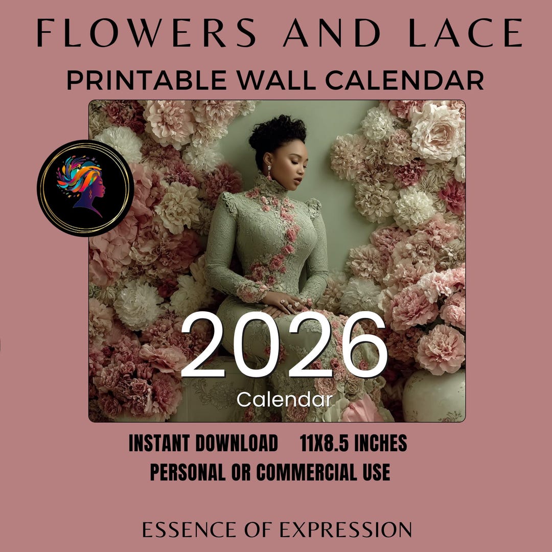 Flowering Fusion 2026 PDF Printable Calendar | 11x8.5 Wall Art Calendar ...
