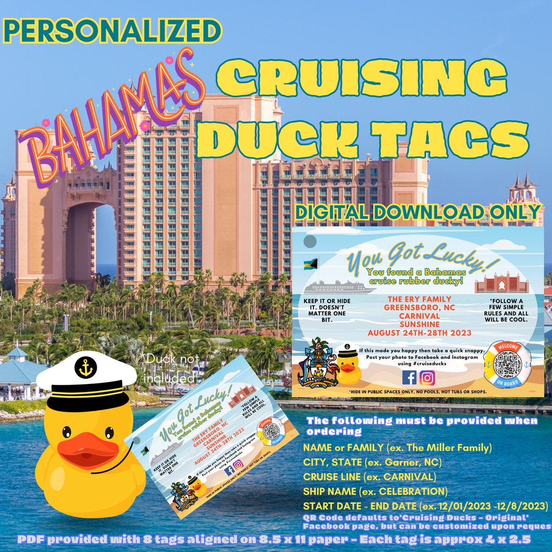 Personalized Bahamas Cruise Duck Tags: Customizable Digital Download ...