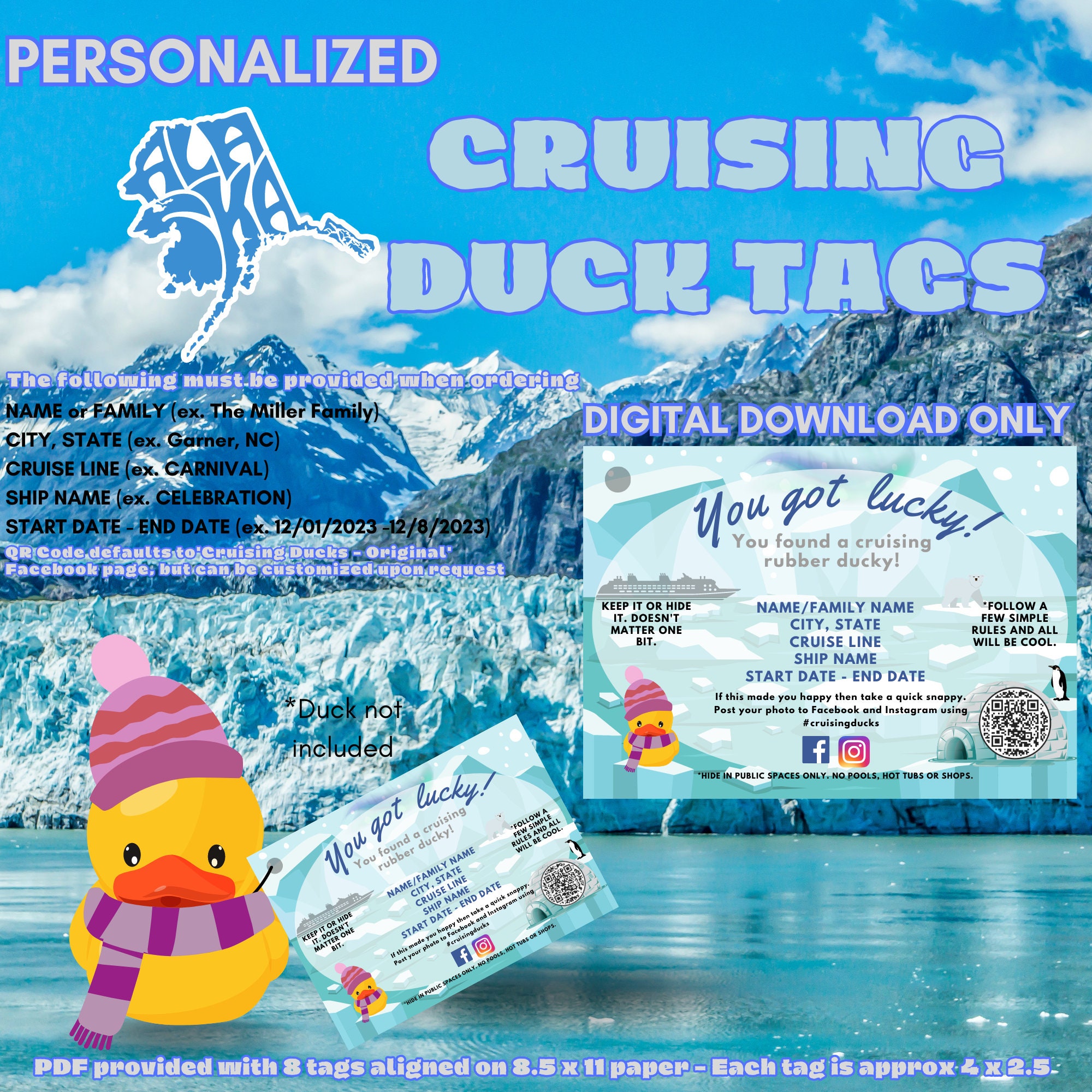 Personalized Alaska Cruise Duck Tags: Customizable Digital Download for ...