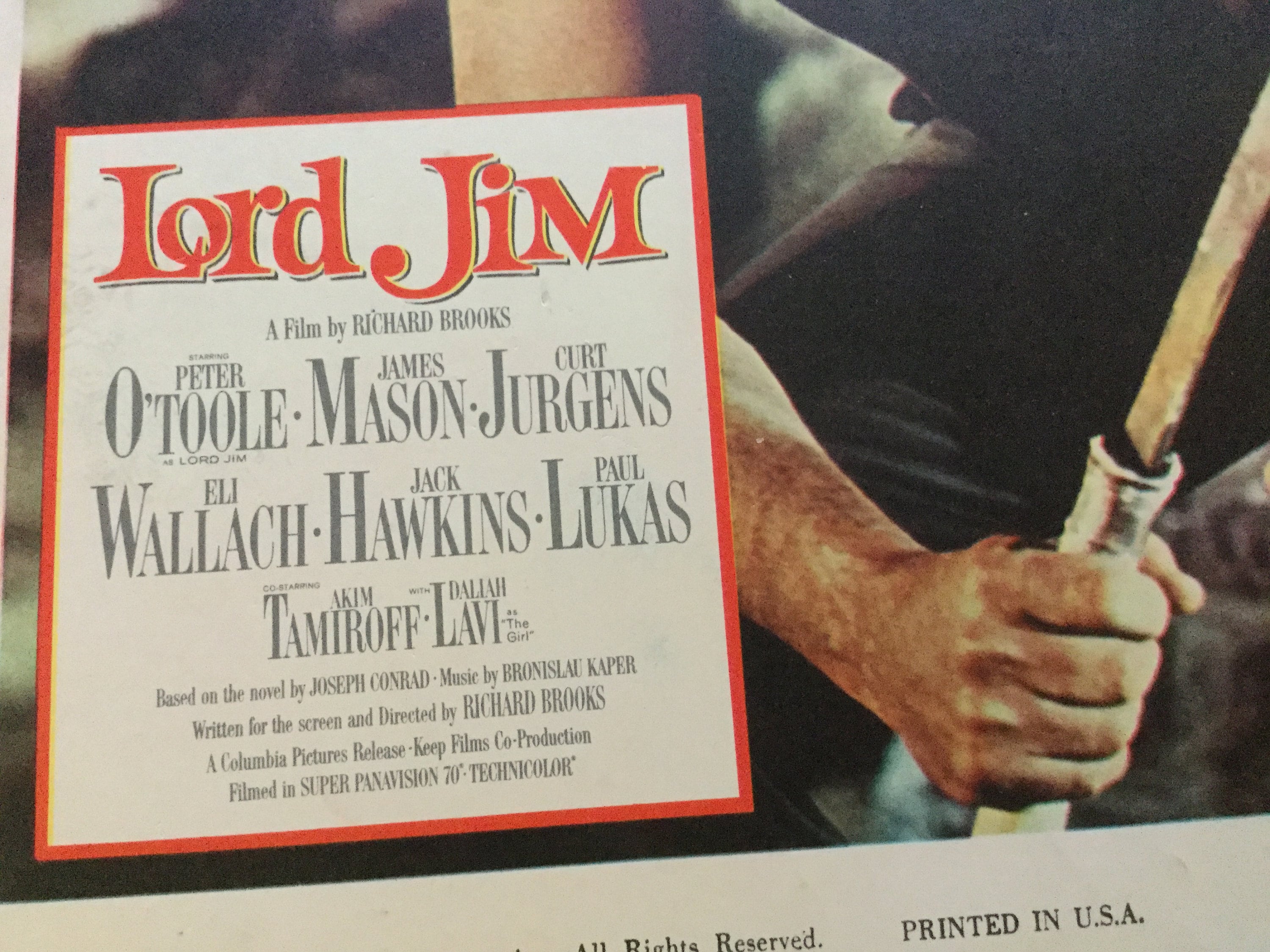 Lord Jim 1965 Uk Movie Lobby Poster Peter O Toole Eli Wallach - Etsy