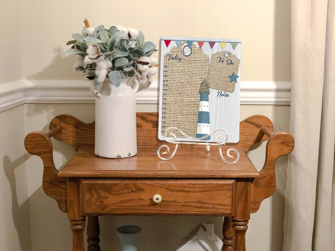 Daily Calendar Blue Beach Nautical Theme With Blue Wood Frame and ...